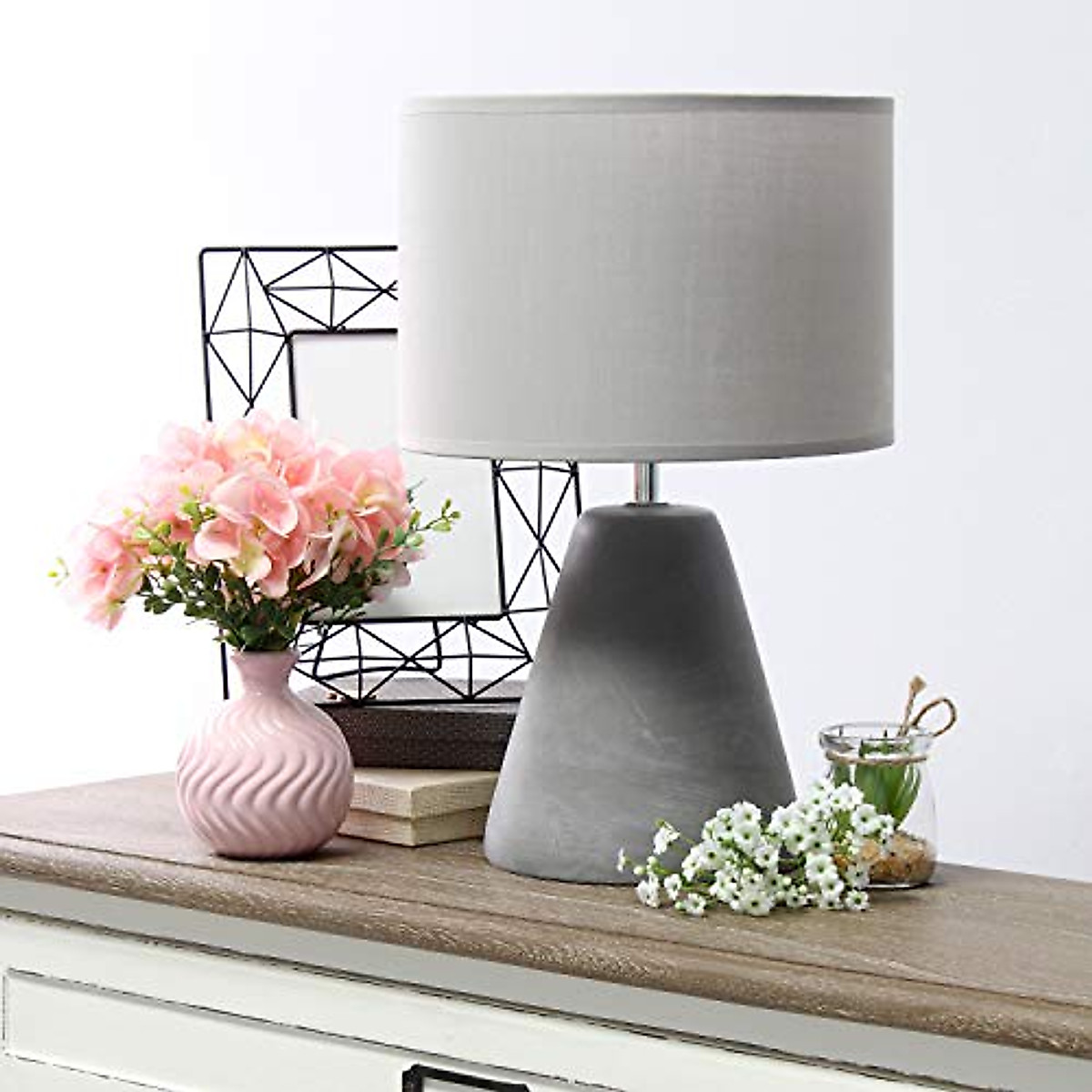 Simple Designs LT2059-GRY Pinnacle Concrete Table Lamp, Gray