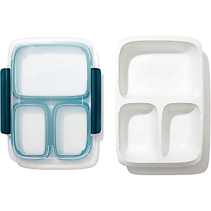 OXO Good Grips Prep & Go Divided Container 4.1 Cups/1 L - Leakproof Food Storage, Pack of 4