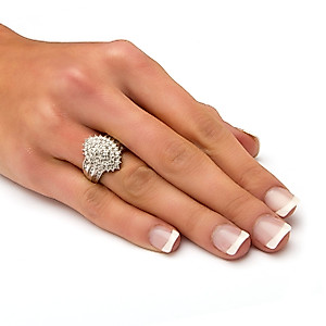 PalmBeach Jewelry Yellow Gold-Plated or Platinum-Plated Sterling Silver Round Genuine Diamond Marquise Cluster Engagement Ring (3/8 cttw, I Color, I3 Clarity) Size 6