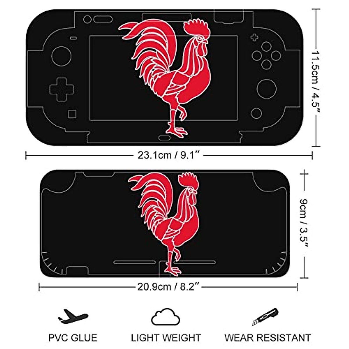Red Rooster Cock Stickers Full Wrap Decal Skin Faceplate Protective Stickers Compatible for Nintendo Switch for Switch Lite