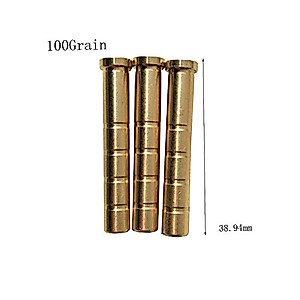 SHARROW Archery Arrow Inserts 6.2mm Copper Arrow Inserts Arrowheads Insert Broadheads Connector (100 Grains)