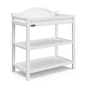 Graco Clara Changing Table (White) - GREENGUARD Gold Ceritifed, Includes Bonus Water-Resistant Changing Table Pad with Safety Strap, 2 Open Shelves