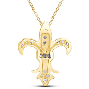 AFFY 1/4 Ct Cubic Zirconia Fleur-de-Lis Pendant in 14K Yellow Gold Over Sterling Silver