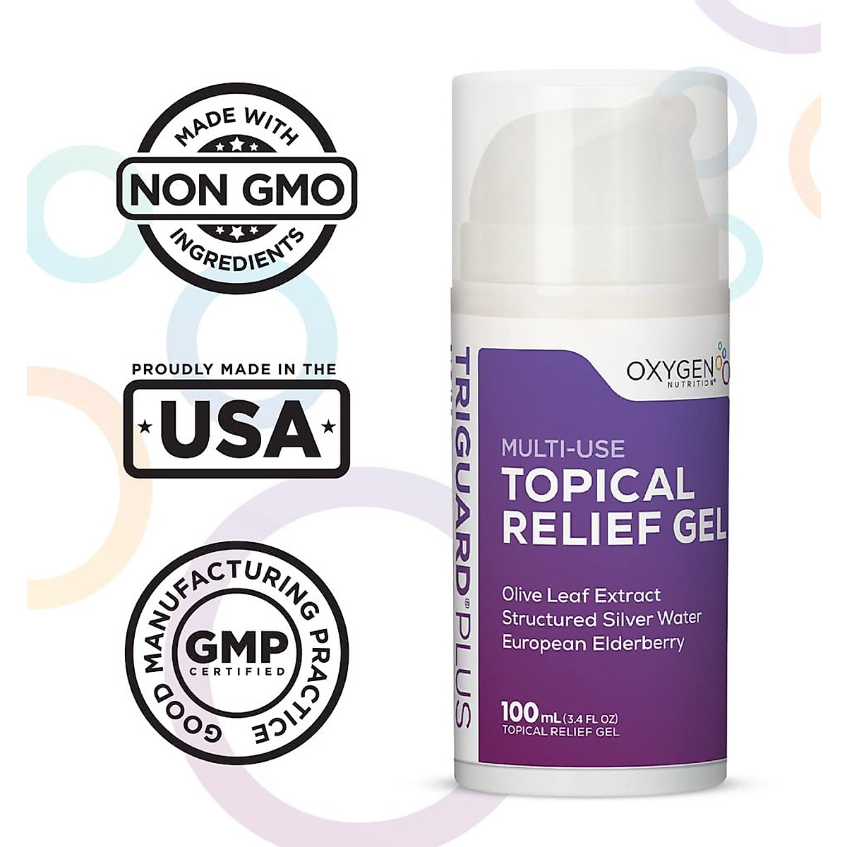 TriGuard Plus Colloidal Silver Topical Recovery Gel by Oxygen Nutrition | Natural Structured Silver Water & European Elderberry 3.4oz / 100ml