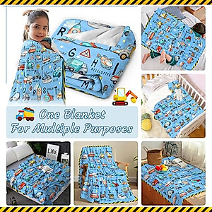 ABC Truck Alphabet Transportation Blanket Toddler Blanket Throw Super Soft and Cozy Blankets for Home Decoration, Couch, Bed, Sofa 50 in x 40 in Small for Kids for All Seasons