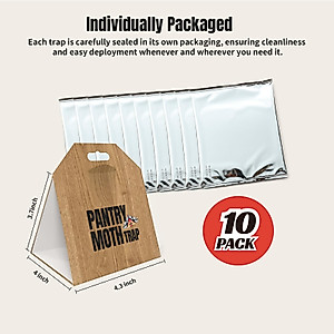 POPTRAP 10 Pack Pantry Moth Traps, Non-Toxic Glue Moth Trap for Food and Cupboard, Traps with Natrual Pheromones, Wood Grain Appearance for Pantry Moths