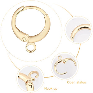 PH PandaHall 30pcs Earring Hooks Huggie Hoop Earring Findings 18K Gold Plated Lever Back Earring Hook 12 Gauge Gold Huggie Earring with Loop for Mom Women Men Earring Jewelry Making, 11.5x15x2mm