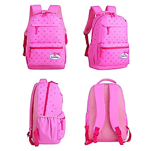 Stars-Print and Bowknot Backpack Set Large Elementary Bookbag 3Pcs Set School bags for Teen Girls