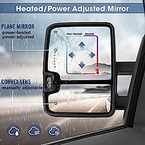 Towing Mirror for Silverado Sierra -Compatible with 2014-2018 Chevy Silverado GMC Sierra With Power Operated Heated Glass Turn Signal Light&Running Light Driver&Passenger Sides