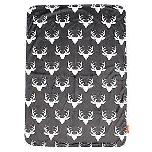 Dear Baby Gear Deluxe Soft Baby Blankets for Newborn Girls & Boys - Cute Infant Blanket, Nice Nursery Blankets, Double Layer Toddler Blanket - Deer Antlers Red & Black Buffalo Plaid (30" x 40")