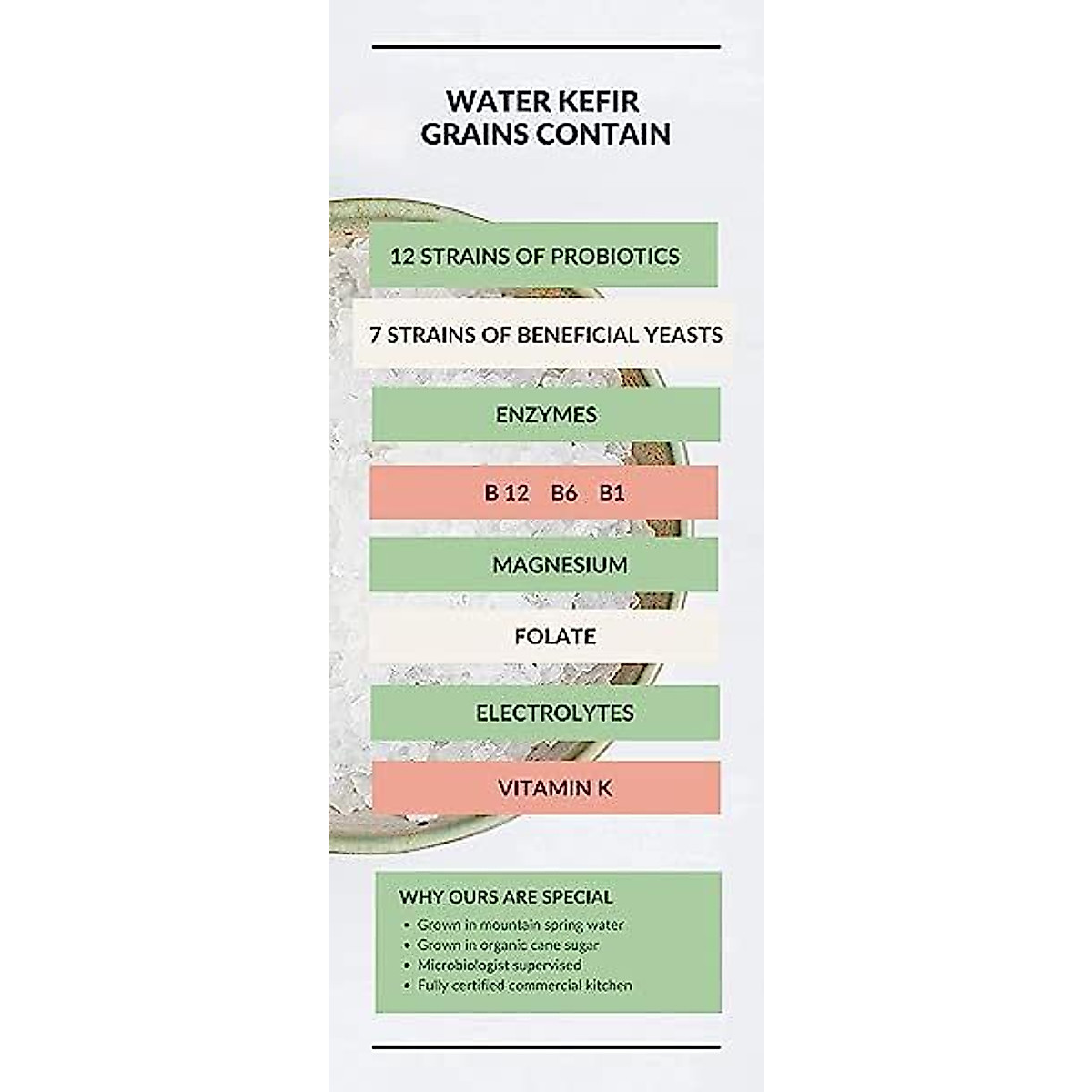 Organic Heirloom Starter Unlimited Usage Dehydrated Water Kefir Grains- Grown in Organic Specialty Sugars and Natural Spring Water - Organic, Vegan, Gluten-Free, and Caffeine-Free