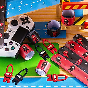 24 Pcs Ninjas Party Favors Include 12 Warrior Slap Bracelets 12 Stretchy Flying Ninjas Fun Interactive Slap Bracelet Elastic Finger Ninjas Funny Toys for Christmas Ninjas Theme Birthday Party Supplies
