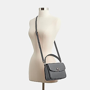 COACH Polished Pebbled Leather Cassie Crossbody 19, Grey Blue