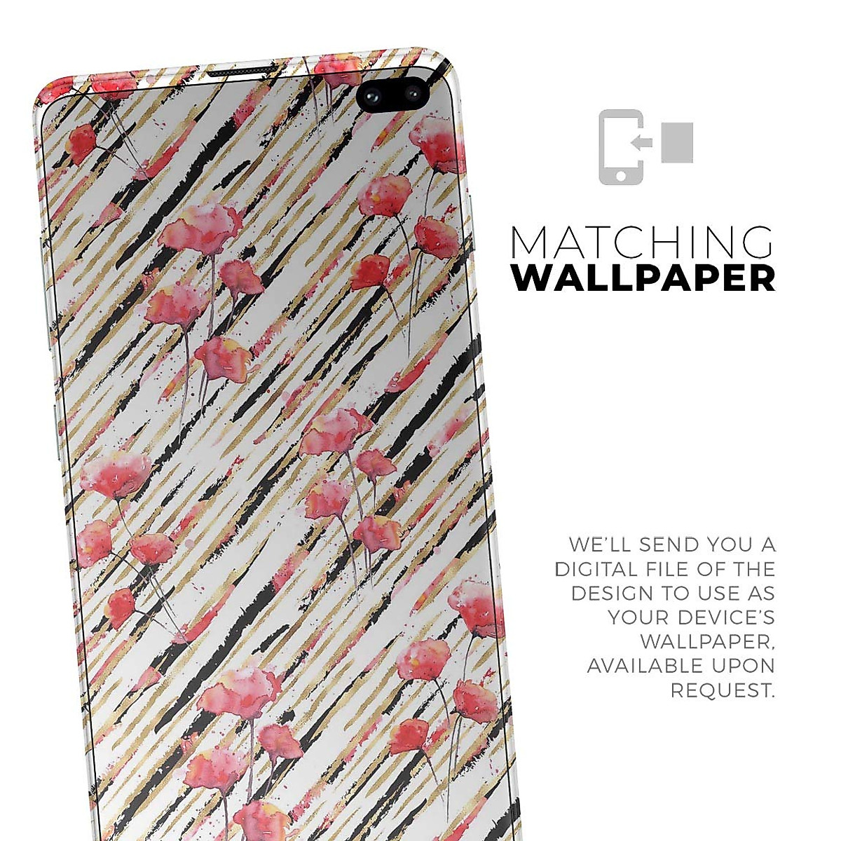 DesignSkinz Karamfila Watercolo Poppies V11 Protective Vinyl Decal Wrap Skin Cover Compatible with The Samsung Galaxy S20 (Screen Trim & Back Glass Skin)