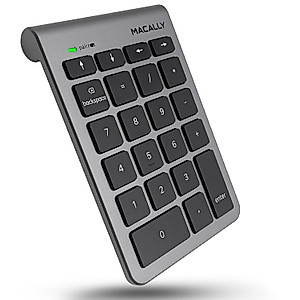 Macally 22 Keys Bluetooth Wireless Number Pad for Laptop and Desktop -10 Key Bluetooth Numeric Keypad with Arrow Keys for Easy Data Entry - Number Keypad for MacBook Pro Air, iMac, Apple, iPhone, iPad
