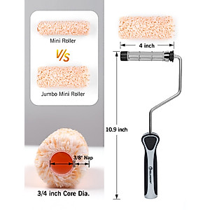 ROLLINGDOG Mini Roller - 4 Inch Jumbo Microfiber Small Paint Roller Covers 3/8” Nap