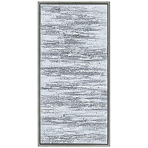 Empire Art Direct Abstract Wall Art Textured Hand Painted Canvas by Martin Edwards, Champagne Frame, 24" x 48", Silver Frequency