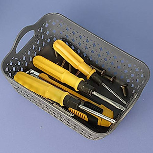 Morcte Mini Storage Basket, Plastic Organization Trays Bins (Grey, Set of 12)