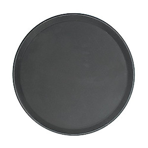 Thunder Group PLFT1600BK, 16-Inch Black Round Fiberglass Tray, Plastic Serving Bar Tray