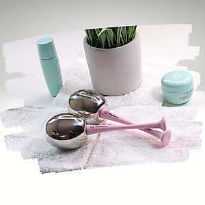 RADIANCE Ice Globes for Facials Skin Care - Cryo Globes, Non Shatter, Face Cooling Cold Stainless Steel, Cryo Freeze Tool Roller for Depuffing Eyes, Face Massage with a Storage Case & Polish Cloth