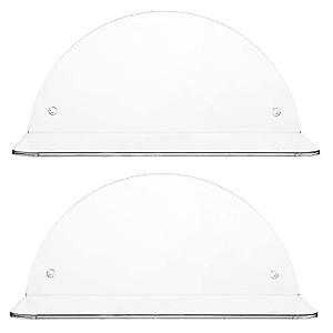 MyGift Wall Mounted Clear Acrylic Floating Ledge Display Storage Shelves with Semi-Circle Mounting Frame, Set of 2