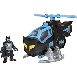 Fisher-Price Imaginext DC Super Friends Batman Toy Helicopter with Spinning Propellers and Claw for Preschool Pretend Play, Bat-Tech Batcopter