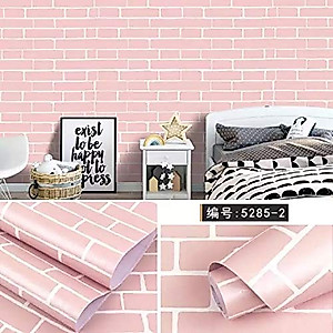 HOYOYO 17.8 x 118 Inches Self-Adhesive Liner Paper, Removable Shelf Liner Wall Stickers Dresser Drawer Peel Stick Kitchen Home Decor, Pink Brick