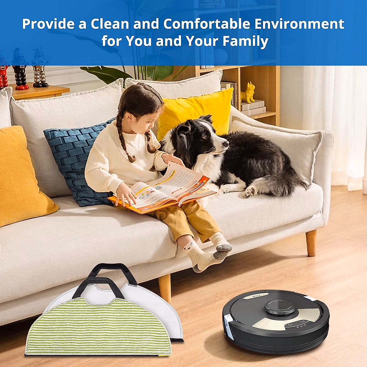 JORAIR AV2610WA RV2610WA Vacuum Mop Replacement Pads Compatible with Shark RV2610WA AV2610WA RV2620WD RV2410WD AI Ultra 2- in-1 Robot Vacuum, Washable Reusable Microfiber Soft Pads, 6 Pack