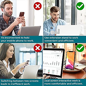 iPhone MacBook Holder, Foldable Cell Phone Holder for Laptop, Adjustable Phone for Laptop, Slim & Portable Lightweight Laptop Extension Phone Holder, Edge Mount for MacBook