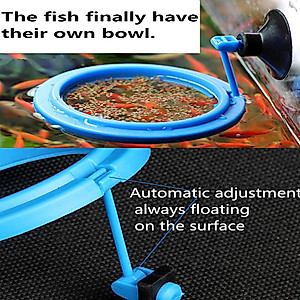 2 Pcs Fish Feeding Ring, Fish Safe Floating Food Feeder Circle Blue, with Suction Cup Easy to Install Aquarium, Square and Round Shape Fish Tank Towels - for Guppy, Betta, Goldfish, Etc. (Blue)¡­