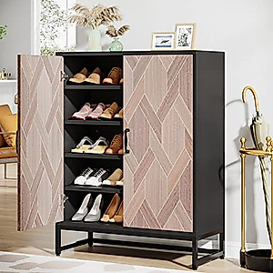 LITTLE TREE Shoe Storage Cabinet for Entryway, Modern Shoe Organizer Cabinet with Removable Shelves for 16-20 Pairs