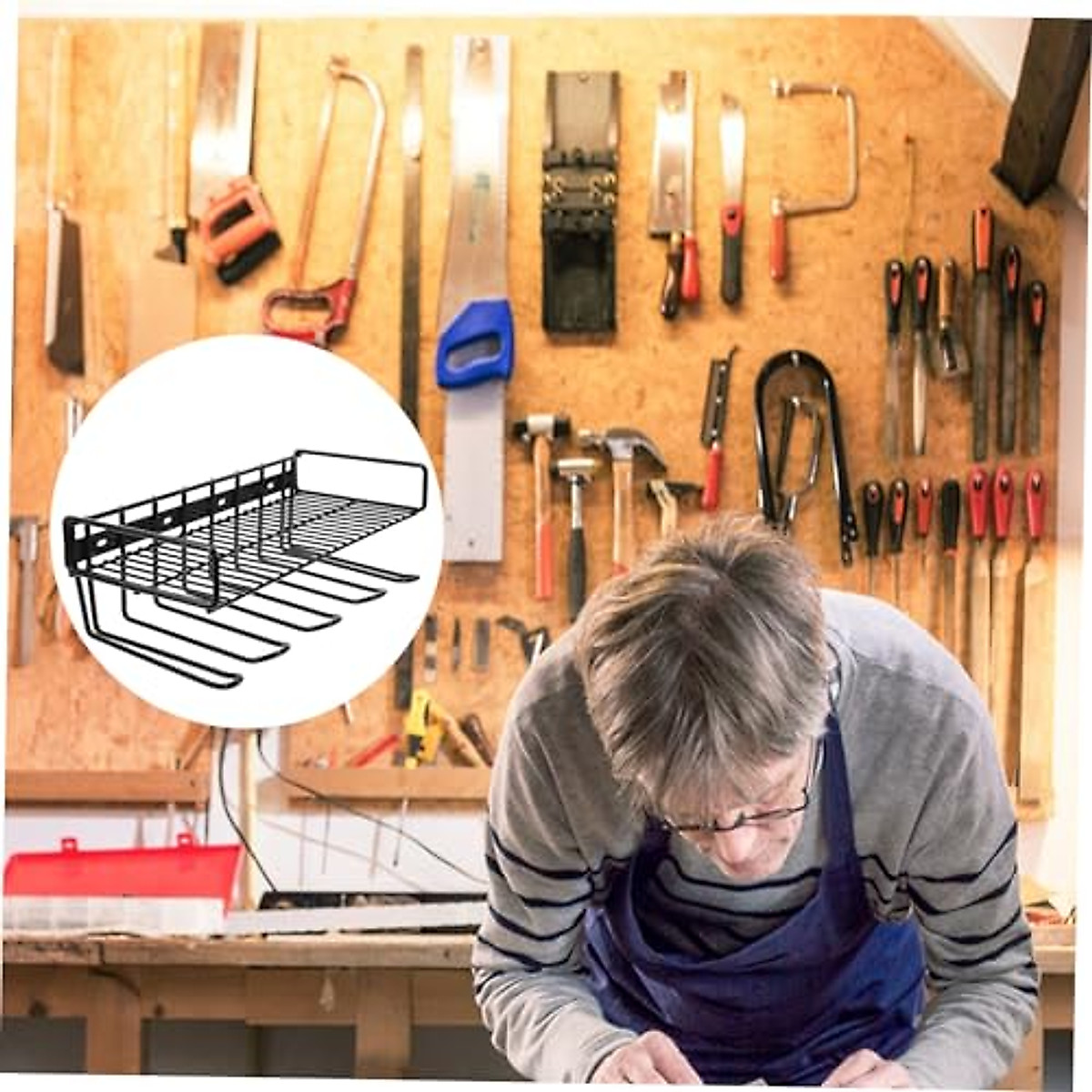 KITANDOVE Tool Storage Box Tools Organizer Corner Tool Storage Rack Organizer for Tool Multifunctional Tool Storage Rack Tool Organizer Peg Board Power Tool Storage Rack Black Iron