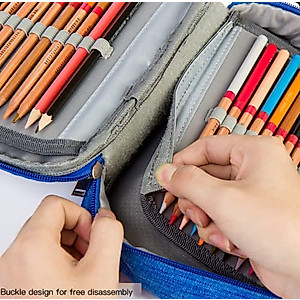 Catekro Pencil Case Canvas School Pencil Cases for Girls Boy Pencil Case 72 Holes Pen Box Multi Function Storage Bag Case Pouch School Supplies（Blue）