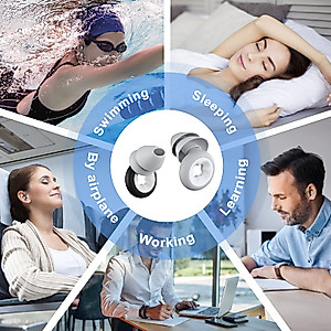 Ear Plugs for Noise Reduction, Dahuyoo Reusable Silicone Earplugs,33dB Noise Cancelling,2 Pair Waterproof Earplugs,Hearing Protection,Noise Cancelling Earplugs for Sleeping,Snoring,Work,Concert,Study