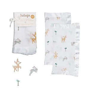 Lulujo Baby Cotton Muslin Security Blankets, Pack of 2, 16 x 16-Inches, Little Fawn