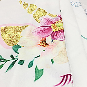 Kicpot Baby Milestone Blanket, Unicorn Baby Blanket with Two Garlands Weekly Or Monthly Newborn Photography Props Reuseable Soft and Warm Baby Tapestry Perfect Baby Shower Birthday 39.4x39.4 inch