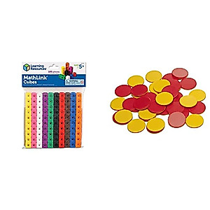 Learning Resources Two-Color Counters, Red/Yellow, Set of 200 & Mathlink Cubes, Educational Counting Toy, Early Math Skills, Set of 100 Cubes