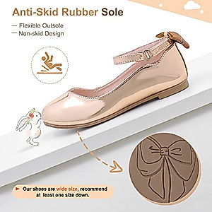 Bigwow Girls Gold Dress Shoes Mary Jane Princess Shoes for School Uniform Wedding Church Party Ballerina with Ankle Strap Big Kids Size 2