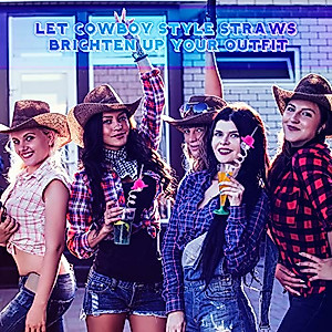 18 Pcs Mirror Disco Ball Straws 70s Disco Party Decorations Christmas Silver Disco Straw Decor Plastic Disco Decorative Straws Cowboy Hat Disco Ball Straws for Dance Holiday Wedding Birthday Party