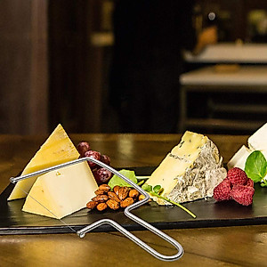 Aeon Design Cheese Slicer/Cutter With Extra 2 Wires-Easy And Fast Cutting Hard Or Semi Hard Block Cheeses-Stainless Steel Kitchen Tool-Long Lasting Wires