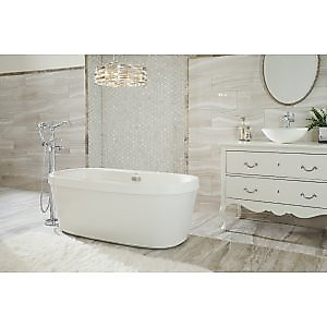 Delta Faucet Cassidy Floor-Mounted Freestanding Tub Filler with Handheld Shower - Tub Faucet - T4797-FL-LHP - Bathroom Fixtures - Chrome (Valve Sold Separately)