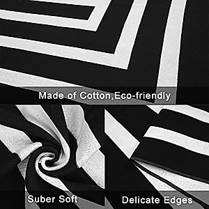 Lanffia Black and White Area Rug 6x9ft Contrasting Geometric Modern Stripe Symmetrical Indoor Outdoor Rug Machine Washable Extra Large Rugs Woven Cotton Floor Carpet for Living Room/Balcony/Backyard