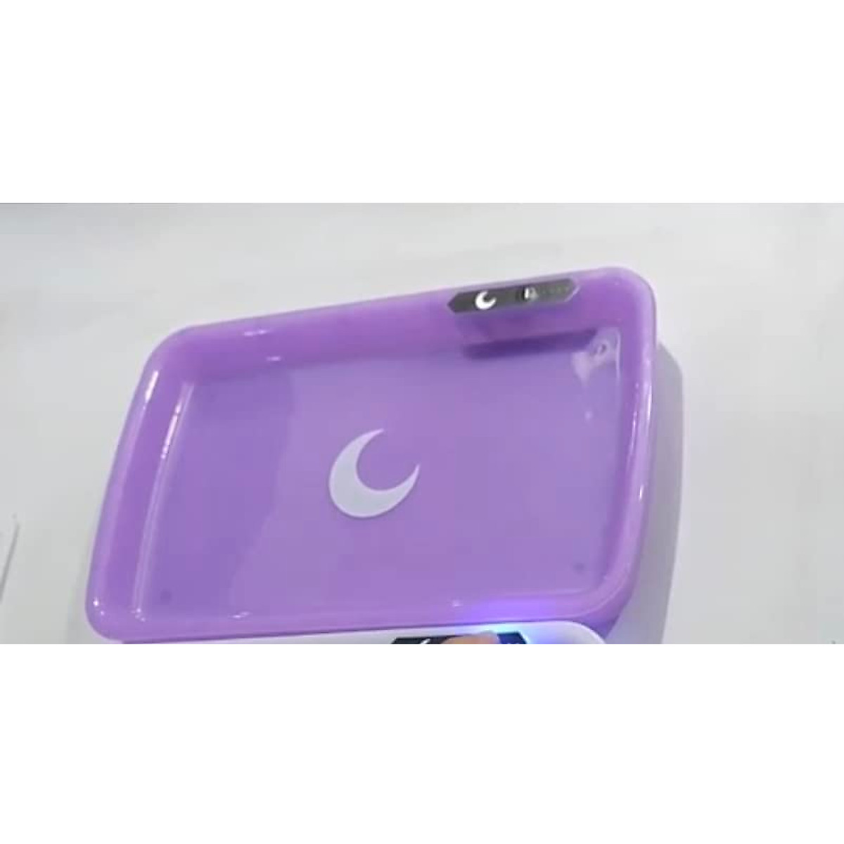 Brando Moon Led Tray with Built in Crusher and Light - Glow Light Up Tray 7 Colors - Rechargeable and Smooth Round Edges (Purple)