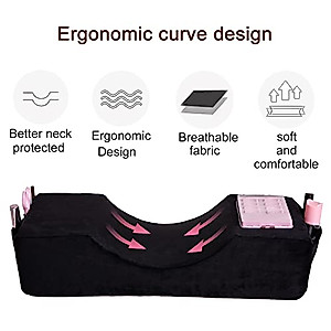 ZhangHome Eyelash Extension Pillow for Beauty Salon, Suitable for Supporting and Protecting Neck When Eyelash Extensions, Comfortable Velvet Beauty Memory U-Shaped Sponge Pillow (Black)