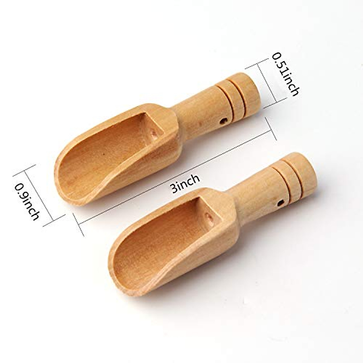 sansheng Small Wooden Scoops, Little Wooden Spoons for Jars/Bath Salts(12PCS)3 inches long