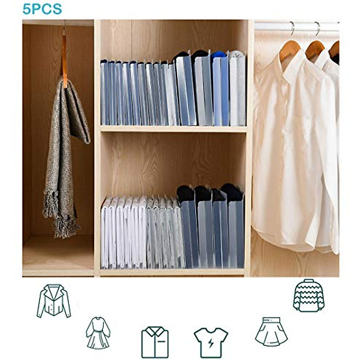 Multipurpose Clothes Folding Board, Shirt Sweater Coat Trousers Clothing Organizer Wardrobe Quick Storage Board, 2-Size Durable Plastic Home Flipfold Laundry Folder Board 5-Pack (S)