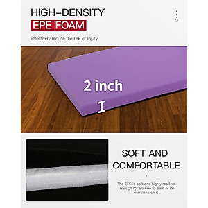 Gymnastics Mat for Kids Adults, Folding Extra Thick Tumbling Mats for Home Gym, 6’x2’ Anti-Tear Lightweight Exercise Mat with Carrying Handles, Crash Panel Mat, Purple