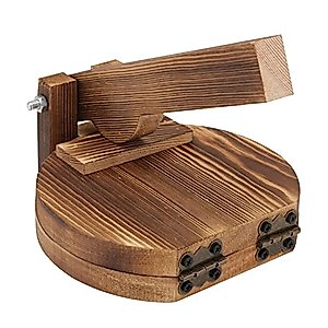 DOITOOL Wood Tortilla Press, Dumpling Skin Maker Presser Traditional Wood Dough Presser Tortilla Sope Maker, Heavy Duty Corn Tortilla Machine, 6.5"x 5.9"