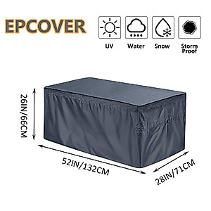 EPCOVER Patio Deck Box Cover to Protect Large Deck Boxes-Waterproof Cover with Zipper and Handles (52" L x 28" W x 27" H)