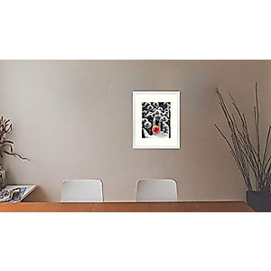 Frametory, 16x20 Picture Frame - Made to Display 11x14 Photo with Ivory Mat - Wide Molding - Built in Hanging Features - Preinstalled Wall Mounting Hardware (White, 1 Pack)